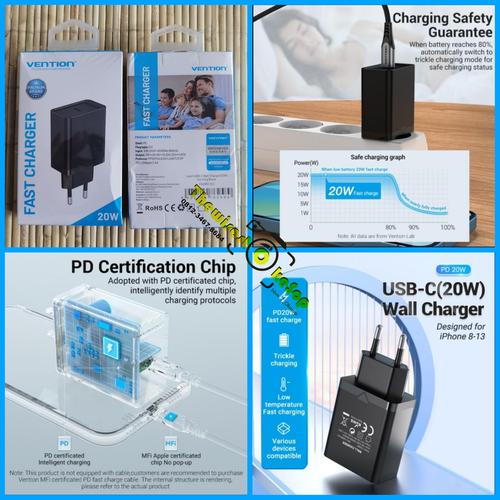 Jual Vention FAD Adapter PD 20W USB C Fast Charger Power Delivery iPhone - Hitam - Kota Denpasar ...