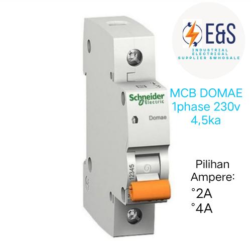 Jual MCB DOMAE Scheneider 1PHASE 2A 4A 230V 6ka / MCB DOMAE 1P - MCB 1P 2A - Jakarta Barat ...