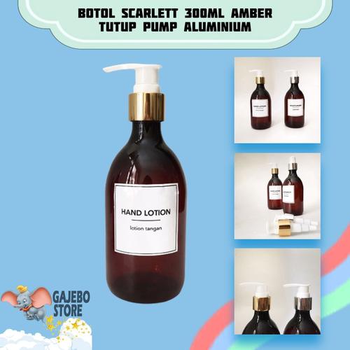 Jual BOTOL REFILL SABUN AESTHETIC 300ML AMBER PUMP GOLD / BOTOL STICKER ...