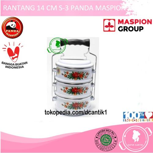 Jual RANTANG ENAMEL 3 SUSUN PANDA MASPION 14 CM / FOOD CARRIER 3 LAYER ...