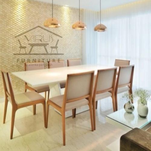Jual dining set minimalis meja makan marmer kursi jati jepara - Kab ...