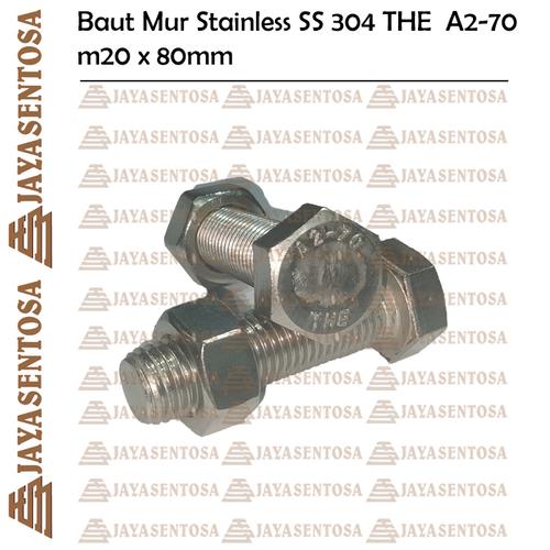 Jual Baut Mur Stainless M20 x 80 sus 304 ss 304 THE A2-70 - Jakarta ...