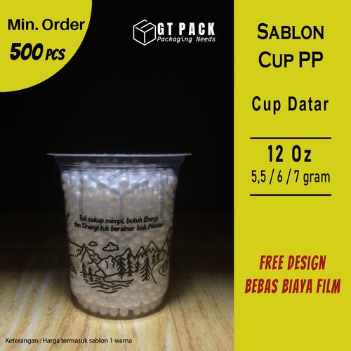 Jual Sablon Cup Plastik PP Datar 12 Oz | 5,5 / 6 / 7 gram - SAP 7 gr ...
