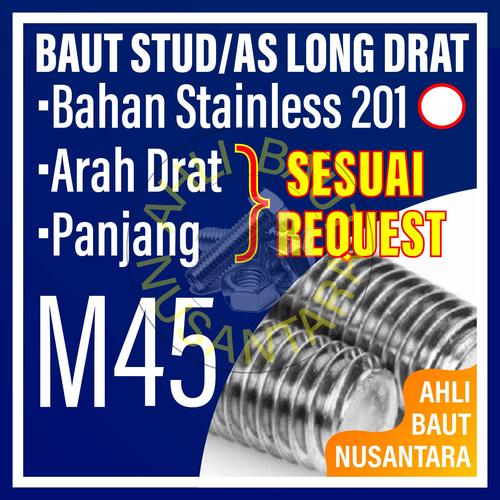 Jual Baut Stud Bolt M37 M38 M39 M40 M41 M42 M43 M44 M45 Asdrat As Long ...