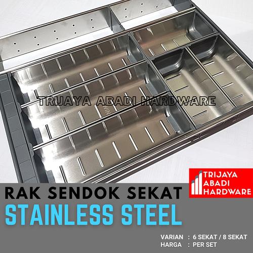 Jual Rak Sendok Stainless Steel 6 Sekat / 8 Sekat Rak Peralatan Dapur ...