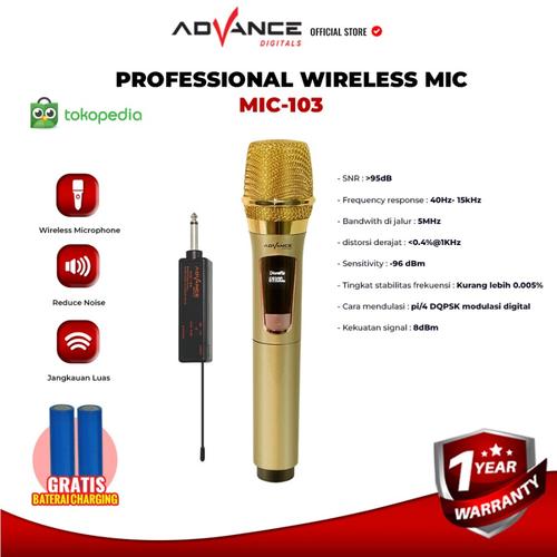Jual MIC WIRELESS ADVANCE 103 / MICROPHONE PROFESSIONAL CHARGE - Kota ...