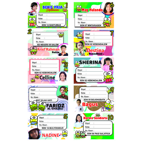 Jual Label Stiker Buku Tulis Anak Sekolah Gratis Custom Nama dan Foto ...