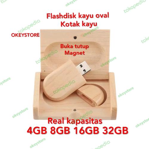 Jual Flashdisk kayu oval 4gb 8gb 16gb 32gb + kotak kayu buka tutup - 8 ...