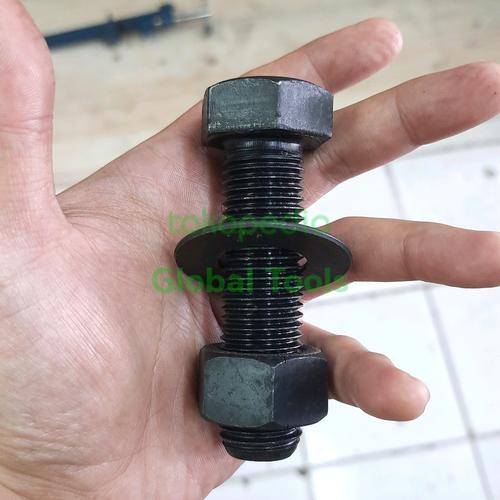Jual baut mur baja m20x70 kunci 30 hex bolt nut HTB 8.8 baja hitam WF ...