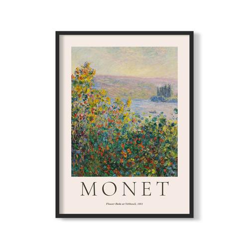 Jual Poster "Monet - Flower Beds at Vetheuil" + Premium Frame Kayu ...
