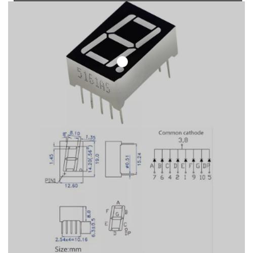 Jual Seven Segment LED 7 Segmen 1 inch Merah 1 digit common Anode 1inch ...