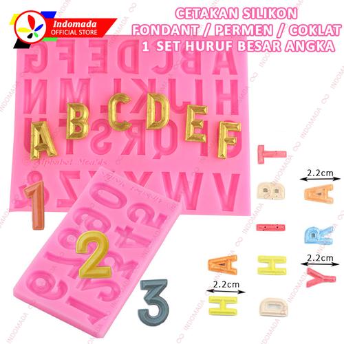 Jual Cetakan Huruf Besar Angka Fondant Coklat Silikon Alphabet Numbers ...