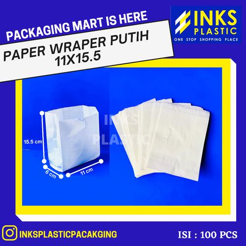 Jual PAPER WRAPER BAG SOSBAG 11x15,5 PUTIH KANTONG KERTAS MAKANAN (100 ...