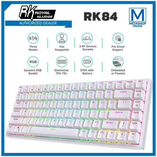 Jual ROYAL KLUDGE RK84 WIRELESS MECHANICAL KEYBOARD GAMING 75% HOTSWAP ...