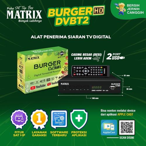 Jual Receiver TV Set Top Box STB Matrix Burger HD Digital DVBT2 Antena ...