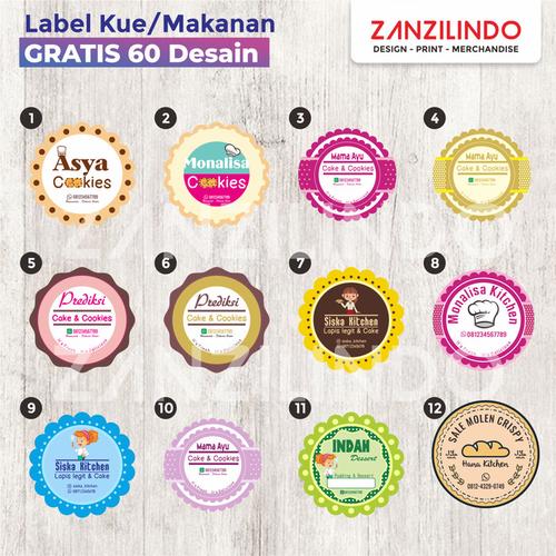 Jual Cetak Label Stiker Kiscut Kue Makanan Minuman Snack GRATIS DESAIN ...