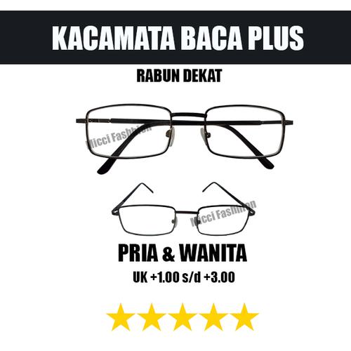 Jual Kacamata Baca Frame Besi Lensa Plus Unisex Kotak +1.00 - +3.00 ...