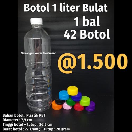 Jual Botol 1 liter plastik Bulat / Botol 1000 ml Bulat GOJEK GRAB only ...