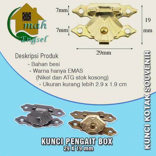 Jual Kunci pengait box/ gembok kotak kayu / hasps lock size 29x19 mm ...