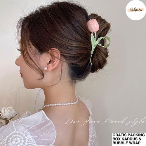 Jual tulip hair claw / jepitan rambut besi / jepit rambut jedai bunga ...