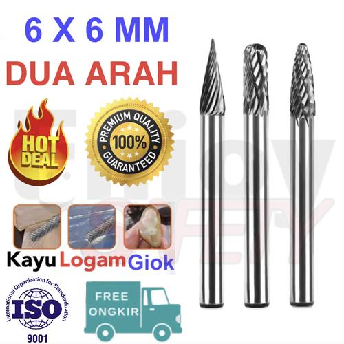 Jual 6X6 mm Mata bor / Mata tuner /Mata cuner / Rotary burr dua arah ...
