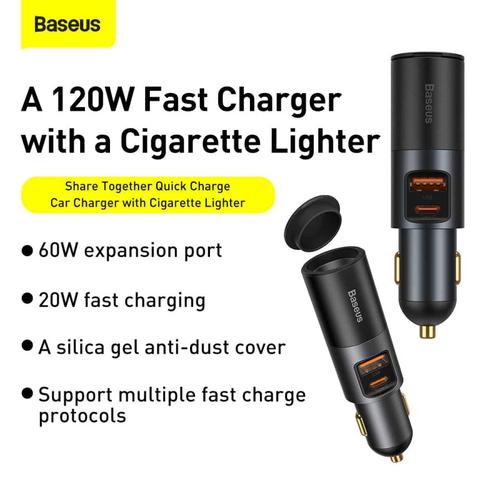Jual Baseus Car Charger Share Together 120W Cigarette Lighter Rokok ...