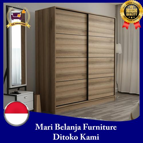 Promo Lemari Pakaian Almari Baju 2 Pintu Besar Sliding Kayu Jati ...