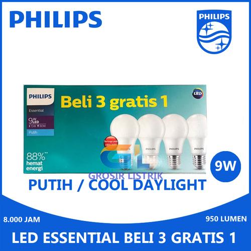 Jual Lampu Philips LED Essential Multipack 9W Putih (Paket Ess 9 Watt 9 ...