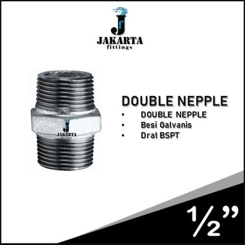 Jual DOUBLE NEPPLE PIPE PIPA BESI GALV DRAT BESI BSPT 1/2" 3/4" 1" 1-1/ ...