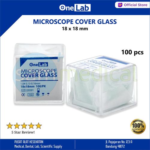 Jual OneLab Microscope Cover Glass 20x20 mm Isi 100pcs - size 18x18 ...