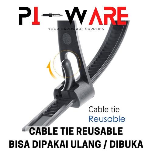 Jual Cable Tie Reusable Releasable Bisa Pakai Ulang Buka Pasang Kabel Ties - 35cm, Putih - Kota ...