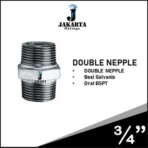 Jual DOUBLE NEPPLE PIPE PIPA BESI GALV DRAT BESI BSPT 1/2" 3/4" 1" 1-1/ ...