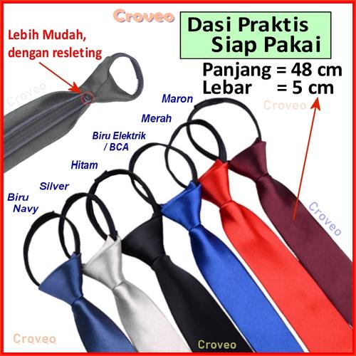 Jual Dasi Pria Instan SLIM Polos Siap Pakai Resleting Otomatis Langsung ...