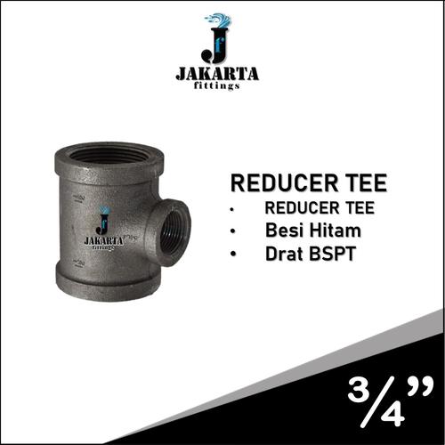 Jual Reducer Tee/Vlok Tee Pipe Pipa Besi Hitam Drat BSPT 1/2" 3/4" 1"1 ...