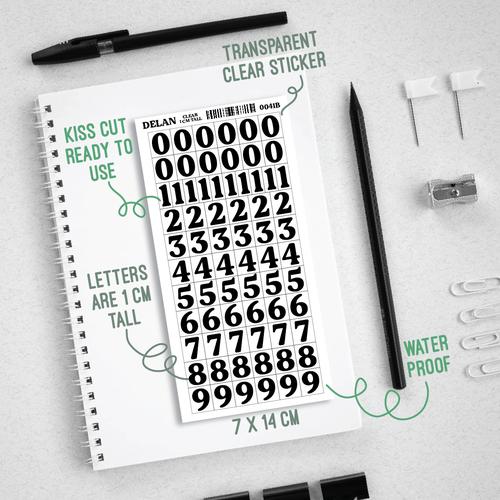 Jual Stiker Label Nama Angka 1cm dan 0,5 cm Hitam Putih Transparan 0041 ...