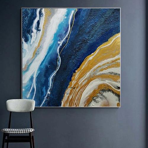 Jual lukisan abstrak biru gold - tanpa frame - Kab. Bandung - Azhar Art ...