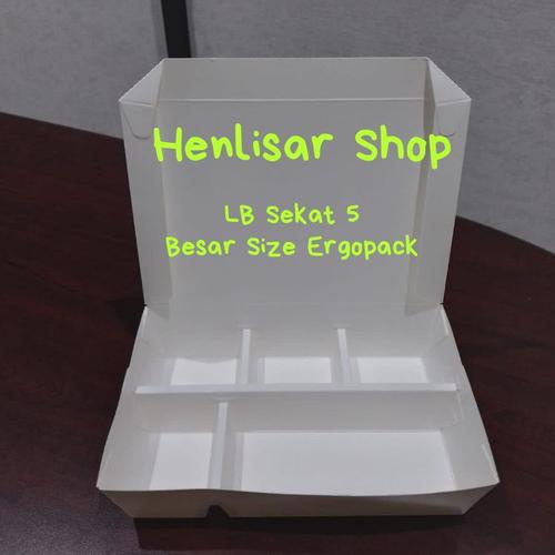 Jual Paper Lunch Box Sekat 5 (lima) / Kotak Makan Putih Polos Sekat ...