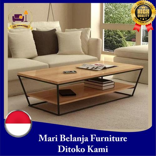 Jual Meja Tamu Coffee Table 2 Hambalan Kayu Jati Kaki Besi 150 x 60 x ...