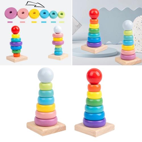 Jual Mainan Edukasi Susun Rainbow Tower Donat Kayu Anak Montessori ...