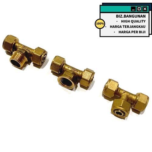 Jual TEE NEPEL SAMBUNGAN KUNINGAN 1/2" - T KRAN PIPA AIR PANAS DINGIN ...