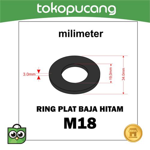Jual Ring plat besi M18 hitam (Flat Washer) Ring Plat M-18 - Kab ...