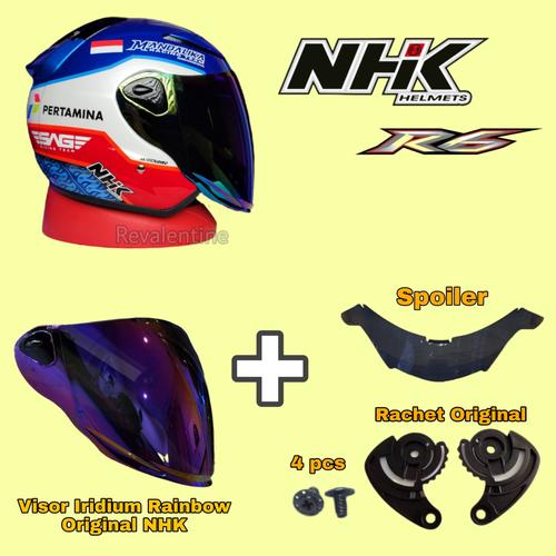 Jual Paket NHK R6 Visor Iridium Rainbow| Spoiler Rachet Baut Kaca Helm ...