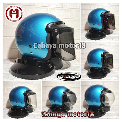 Jual helm cargloss ice blue kaca lurus/flat kaca cembung - STANDAR, L ...