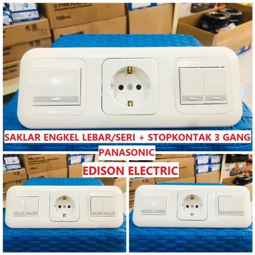 Jual Saklar Engkel Seri + Lebar + Stop Kontak CP PANASONIC 3 Gang IB ...