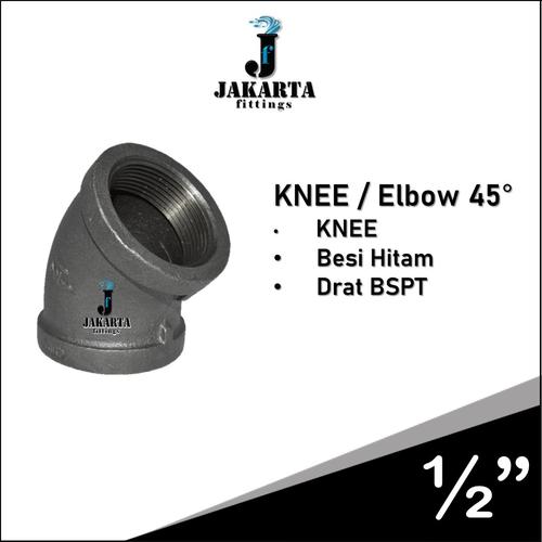 Jual ELBOW / KNEE 45 PIPE PIPA BESI HITAM DRAT BESI BSPT 1/2" 3/4" 1" 1 ...