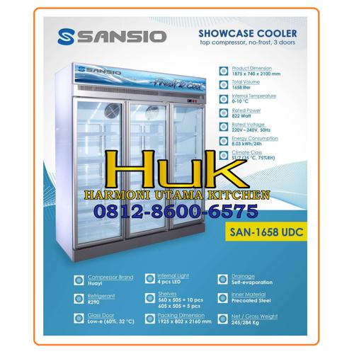 Jual SANSIO SHOWCASE COOLER TOP COMPRESSOR NO FROST 3 DOOR SAN 1658 UDC - Kota Bekasi - Harmoni ...