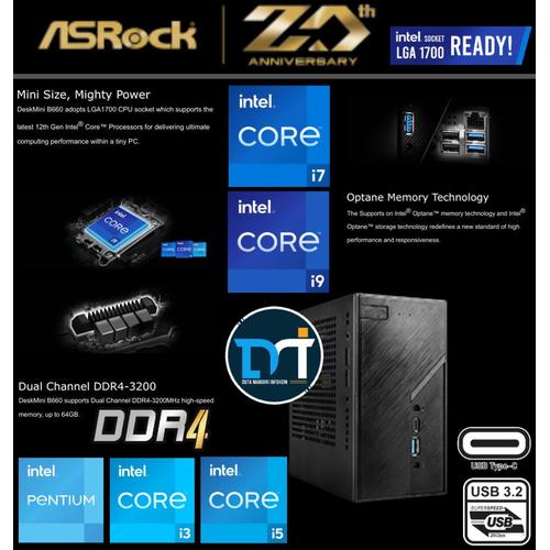 Promo ASROCK DeskMini B660 I B660W Series Mini PC - B660W Barebone ...