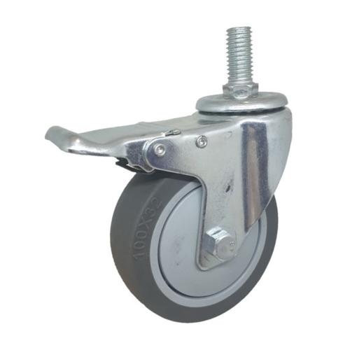 Jual roda karet TPR abu abu medium Caster Taiwan 4"inci drat rem ...