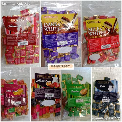 Jual checkers mini chunky chocolate / checkers almond / milk& white ...