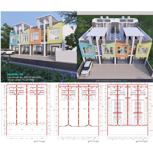 Jual Desain Ruko Cafe Minimalis Modern 3 Lantai Lebar 5 Meter x 25 ...
